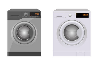Open washing machine composition Royalty Free Vector Image
