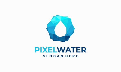 Pixel water logo designs technology Royalty Free Vector