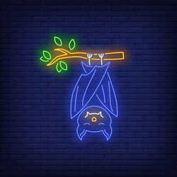 Cute bat neon sign Royalty Free Vector Image - VectorStock