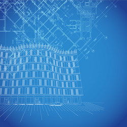 Blue architectural background with plans Vector Image