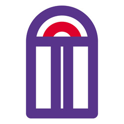 Fanlight fixed glazed window over entrance Vector Image