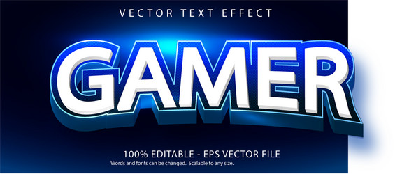 Funny gamer text editable font effect Royalty Free Vector