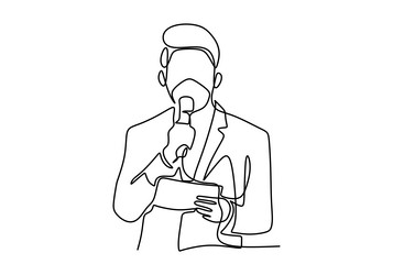 Simple line drawing of a man in work clothes Vector Image