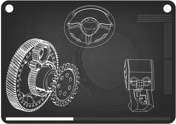 Steering wheel gearbox and gear mechanism Vector Image
