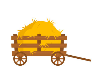 Vintage hayride or hay cart icon symbol flat Vector Image
