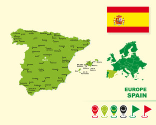 Spain map symbol shape travel web flat concept Vector Image