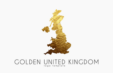 United kingdom map golden logo Royalty Free Vector Image