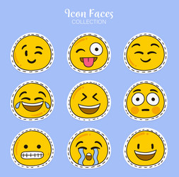 Variety face icons set Royalty Free Vector Image