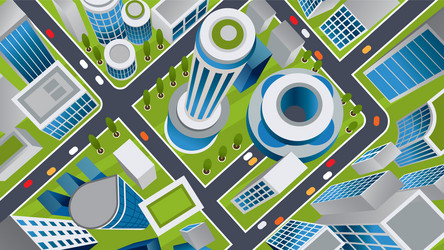 Night city view from above isometric Royalty Free Vector