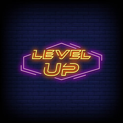 Neon sign stand up with brick wall background vect