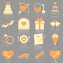 Wedding color icons on square button Royalty Free Vector