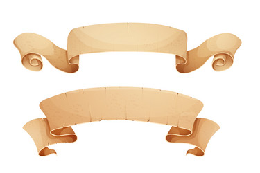 Set parchment paper scroll ribbon old vintage Vector Image