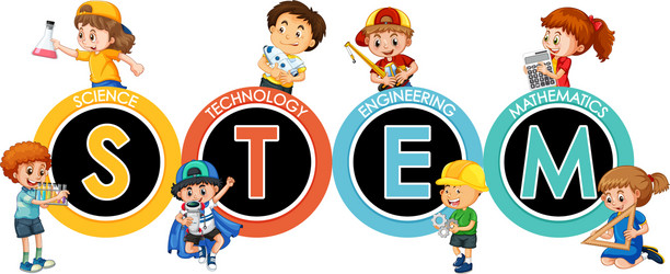 Children with stem logo Royalty Free Vector Image