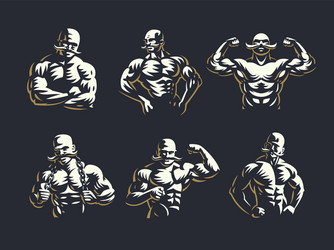 Strongman Weightlifting Mustache Vector Images (82)