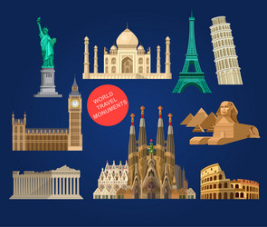 High quality detailed most famous world landmark Vector Image