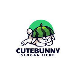 White bunny rabbit holding eating watermelon Vector Image