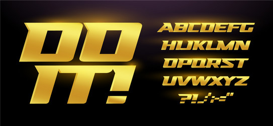 Gold 3d font glossy rich alphabet trendy metal Vector Image