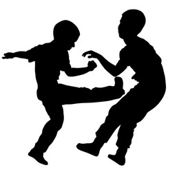 Boys fighting silhouette angry bully kid terror Vector Image