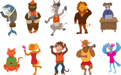 Kids animals cartoon animalistic characters Vector Image