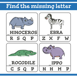 Find missing letter game for preschool Royalty Free Vector