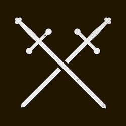 Two crossed medieval swords Royalty Free Vector Image