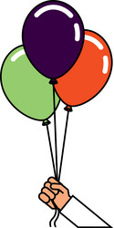 Cartoon hand holding three balloons celebration Vector Image