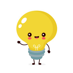 Cute happy smiling light bulb character Royalty Free Vector