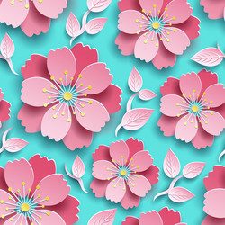 Wallpaper with 3d sakura Royalty Free Vector Image