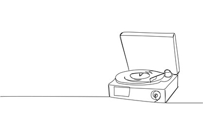 Vinyl record player turntable one line art Vector Image