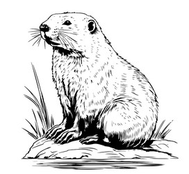 Beaver rodent mammal scratch board imitation Vector Image