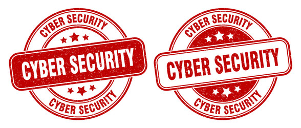 Cyber security stamp label round Royalty Free Vector Image