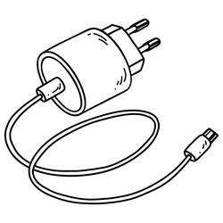 Phone charger adapter doodle drawing art Vector Image