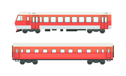 Trains collection side view passenger Royalty Free Vector