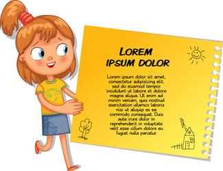 Pupils pointing at a poster Royalty Free Vector Image