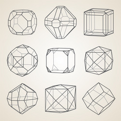 Set geometric crystals shapes trendy Royalty Free Vector
