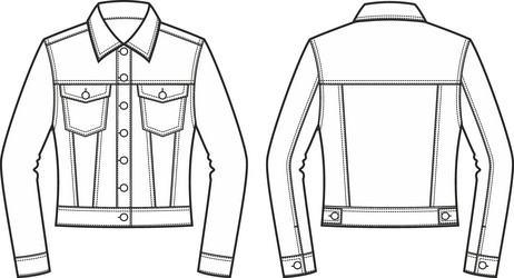 Womens jean jacket fashion cad Royalty Free Vector Image