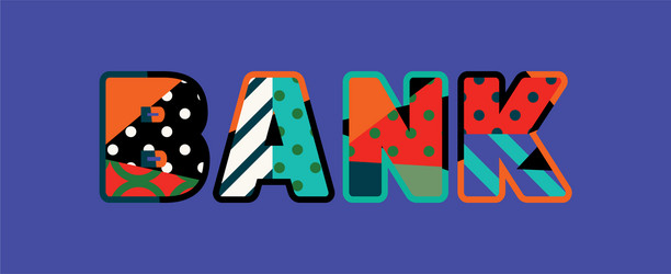 Bank concept retro colorful word art Royalty Free Vector