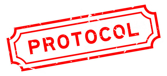 Grunge blue protocol word rubber seal stamp Vector Image