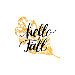 Hello autumn lettering font Royalty Free Vector Image