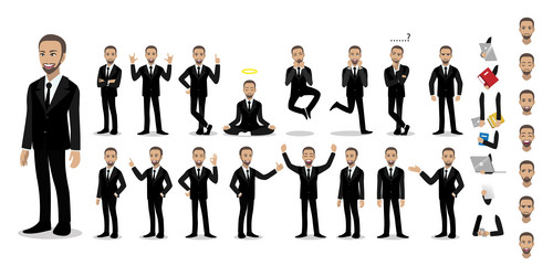 Businessman cartoon character set handsome Vector Image Businessman cartoon character set handsome Vector Image