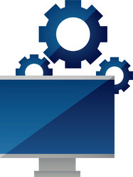 Computer monitor gears Royalty Free Vector Image