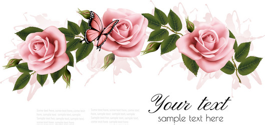 Realistic red roses border flower blossom Vector Image