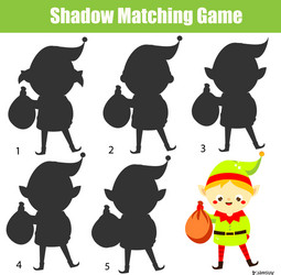 Shadow matching game christmas winter holidays Vector Image