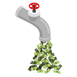 Pipe with money cash flow from pipeline flow Vector Image