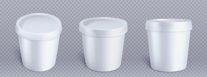 White plastic ice cream bucket container mockup Vector Image