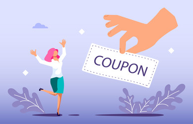 Woman take discount coupon Royalty Free Vector Image