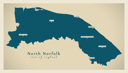 Modern map - north norfolk district england uk Vector Image