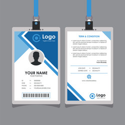 Simple blue id card design template Royalty Free Vector
