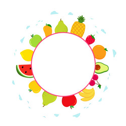 Summer fruits around the circle fruit frame Vector Image