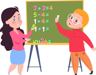 Kids having math lesson Royalty Free Vector Image